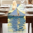 Coastal Nautical Burlap Cotton Table Runner 13x120 Inches Long, Summer ...
