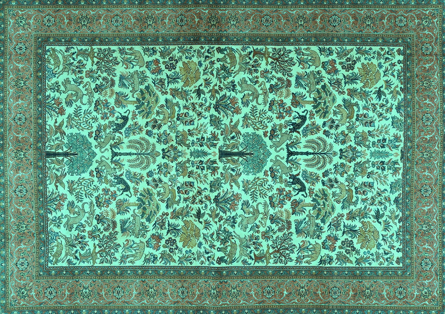 Ahgly Company Machine Washable Indoor Rectangle Persian Turquoise Blue ...