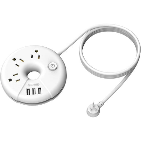 XBRW 15 ft Long Extension Cord Power Bar with USB, Donut Power Strip ...