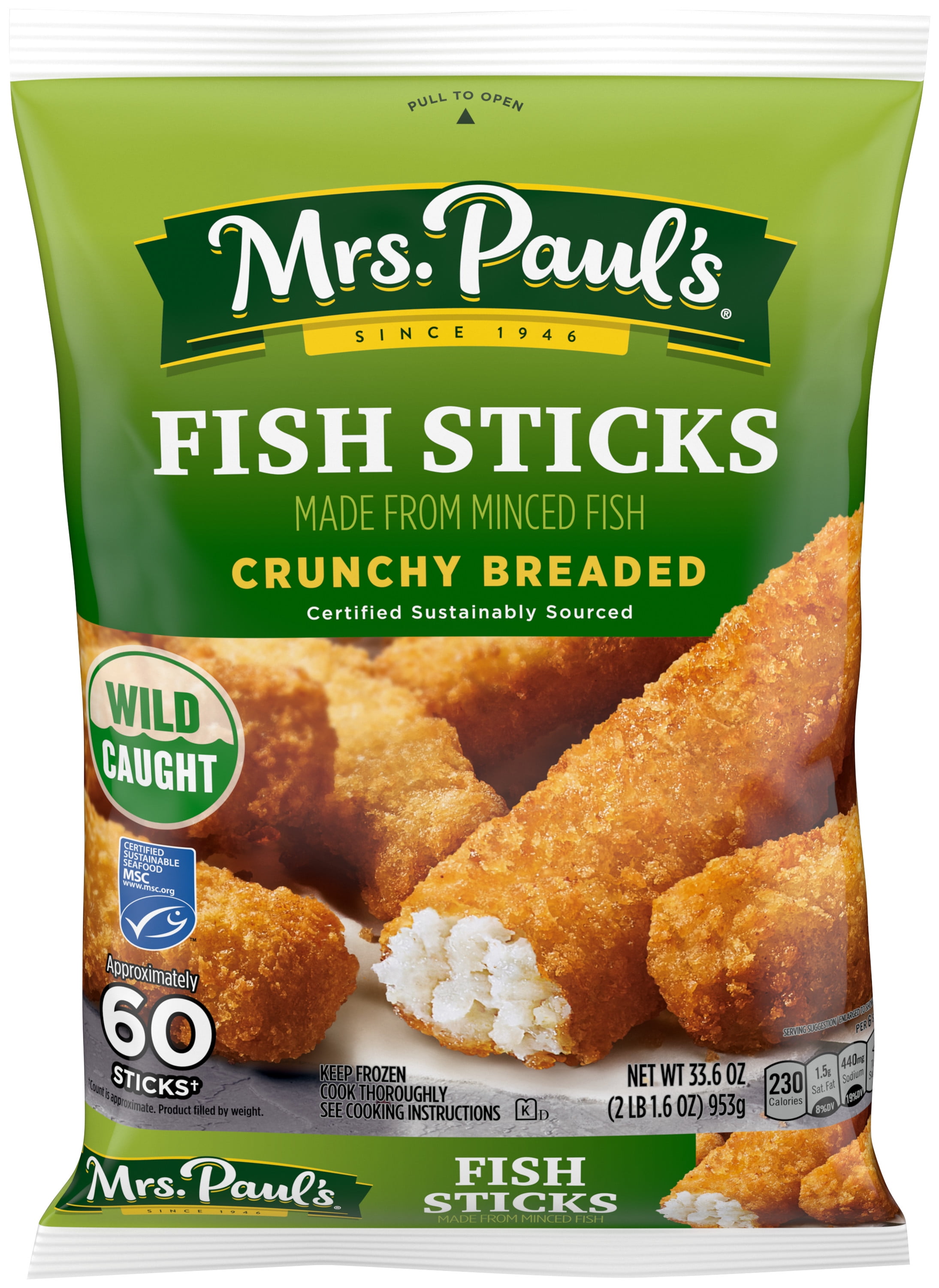 Mrs. Paul's 100% Real Fish Crunchy Breaded Fish Sticks, 60 Ct – Walmart ...