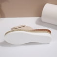 Beige Ladies Exposed Toe Wedge, Heel Slippers Solid Color Bow One Line ...