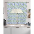Blue Teal Kitchen Curtain and Valance Set 3 Pieces,Rod Pocket Short ...