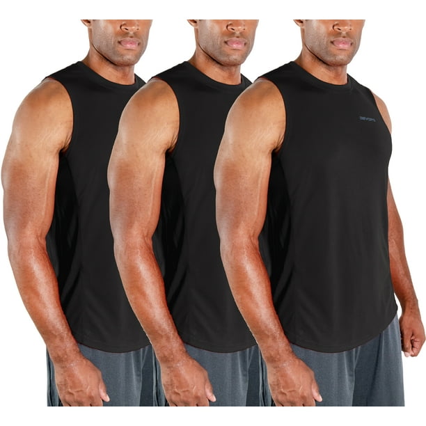 DEVOPS 3 Pack Men's Muscle Shirts Sleeveless Dri Fit Gym Workout Tank ...