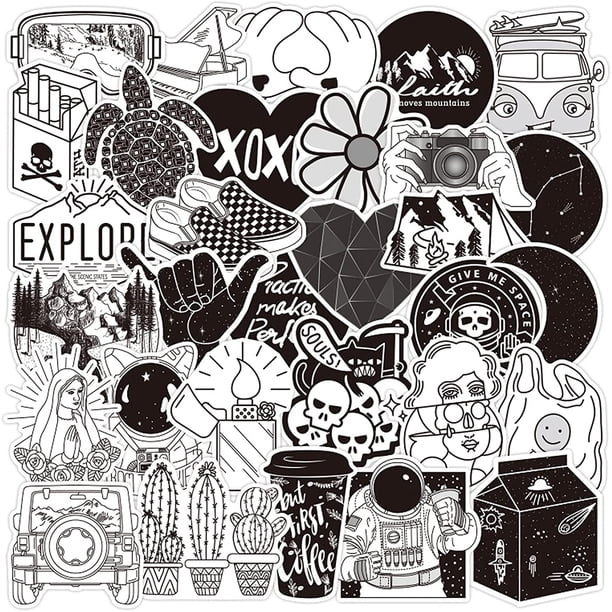 Black and White VSCO Stickers for Laptop(50PCS), Waterproof Removable ...