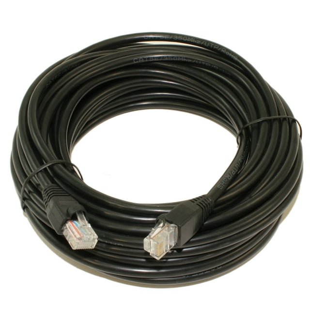 35ft Cat5E Ethernet RJ45 Patch Cable, Stranded, Snagless Booted, BLACK ...