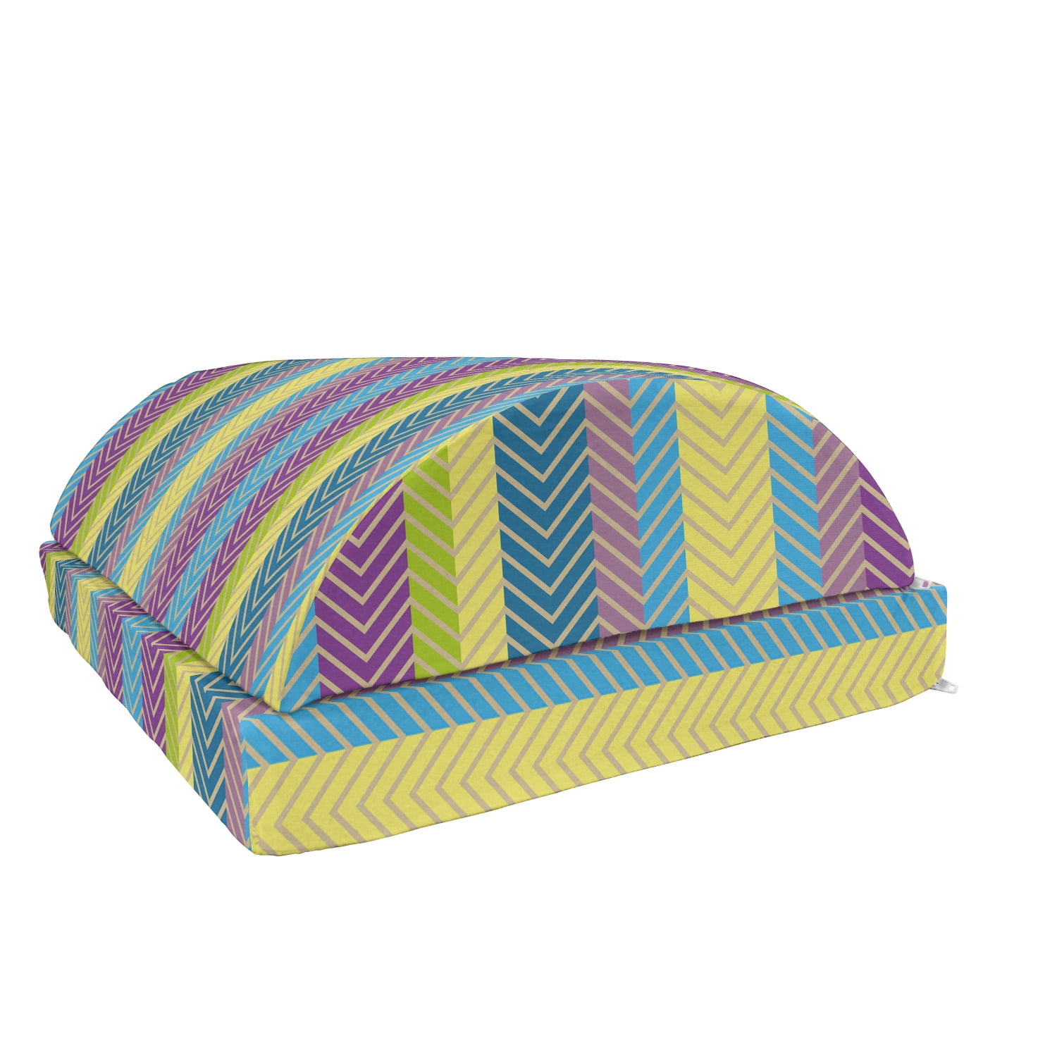 Chevron Foot Rest, Colorful Composition with Herringbone Zigzags Hand ...