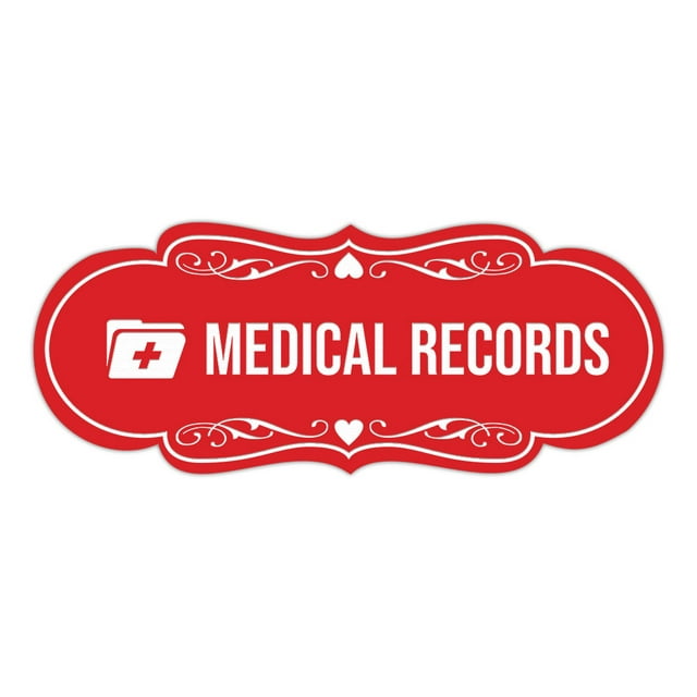 Signs ByLITA Designer Medical Records Sign (Red) - Small - Walmart.com