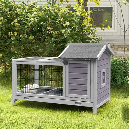 PawHut Bunny Cage: 2-Tier Indoor Rabbit Hutch with Metal Doors, Wheels ...