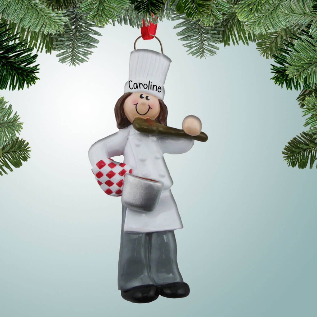 Personalized Chef Female w/Silver Pot Christmas Ornament - Cooking ...