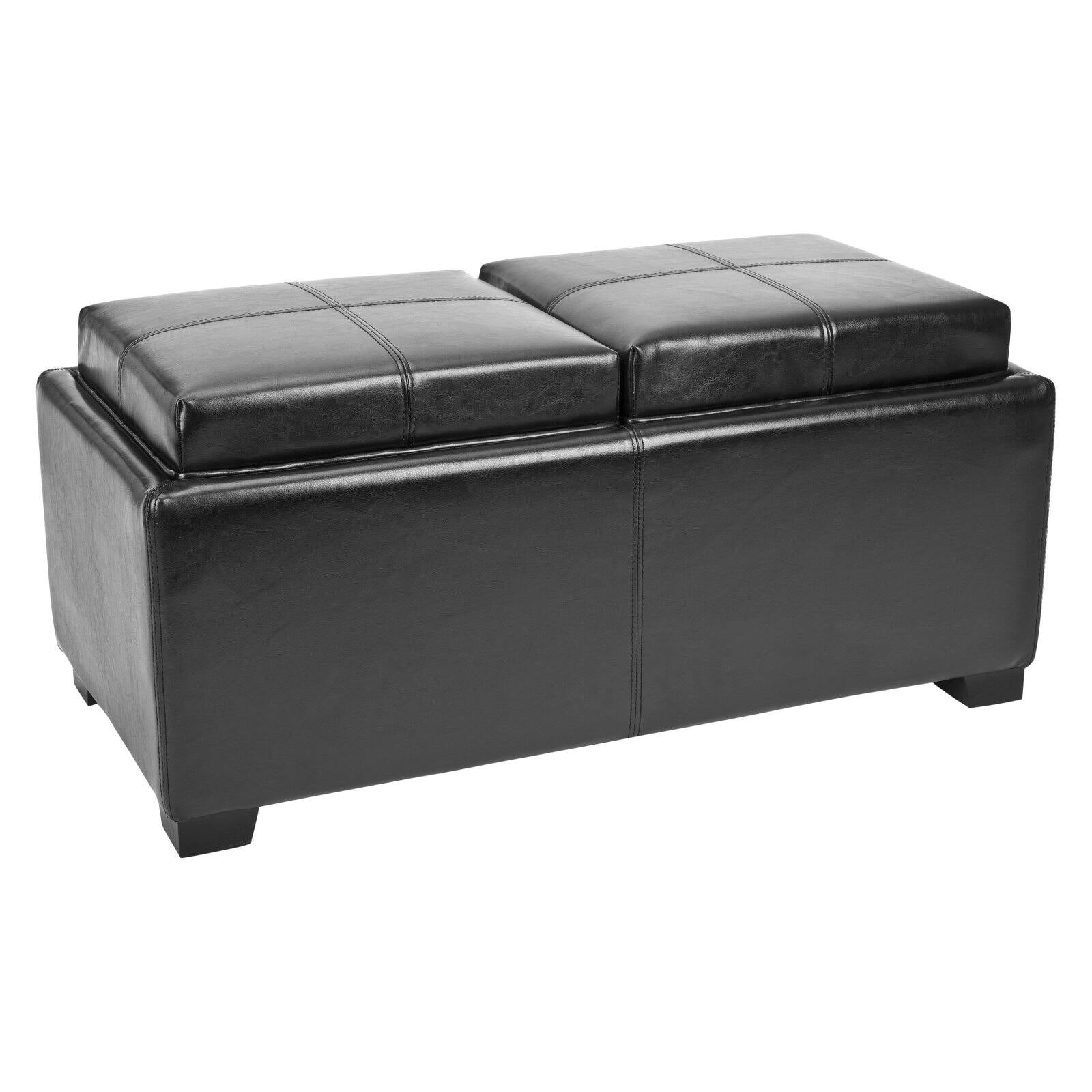 SAFAVIEH Harrison Double Tray Ottoman Black - Walmart.com