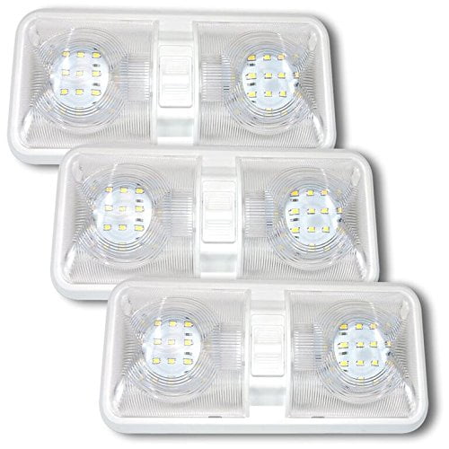 3 Pack RV LED Ceiling Double Dome Light Fixture with ON/OFF Switch ...