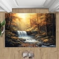 Autumn Forest Waterfall Area Rug, Nature Landscape Pattern Carpet ...