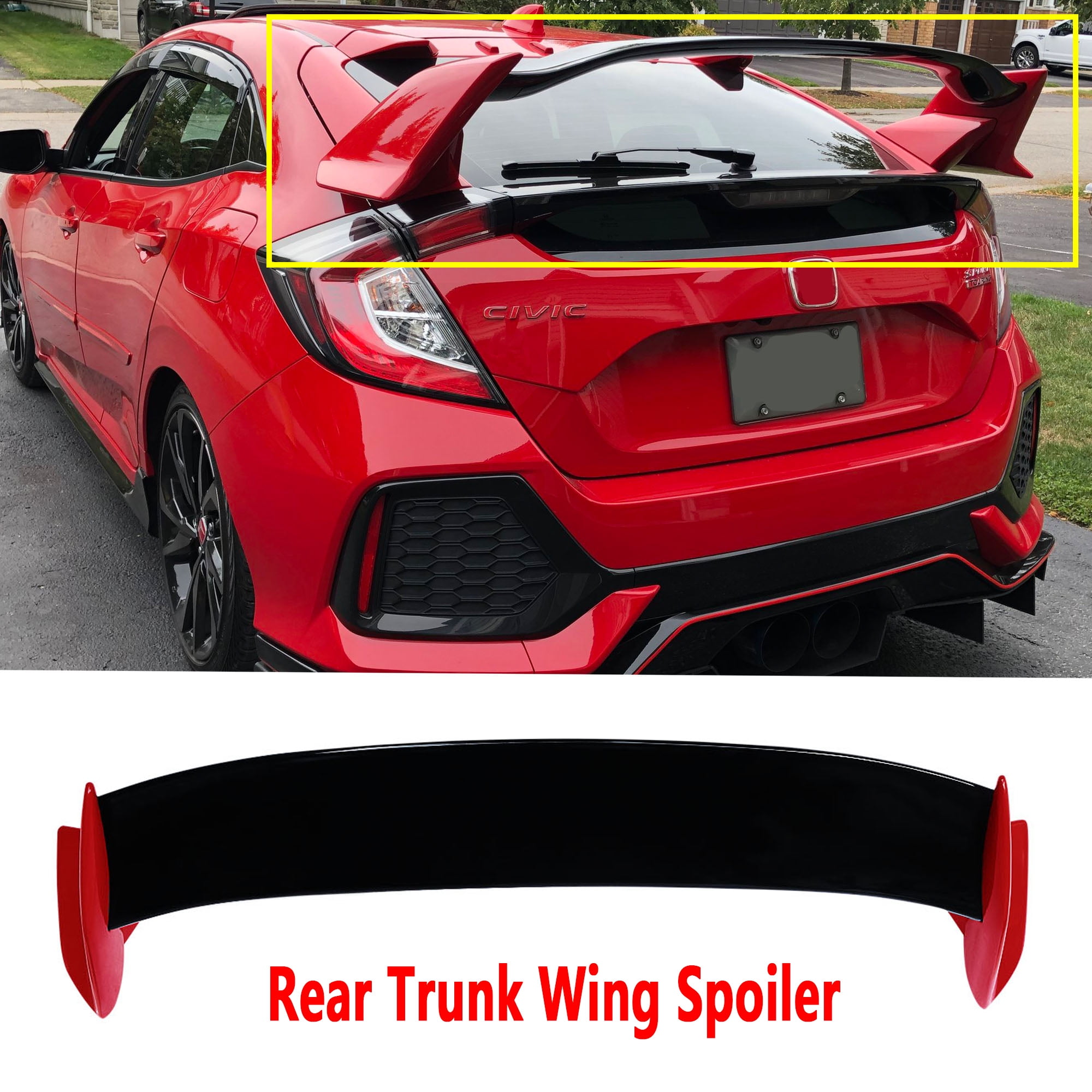 NINTE Rear Trunk Wing Spoiler for Honda Civic Type-R 2016-2021 Black ...
