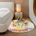 8ft Round Rug Happy Birthday Area Rugs for Living Room Bedroom Washable ...