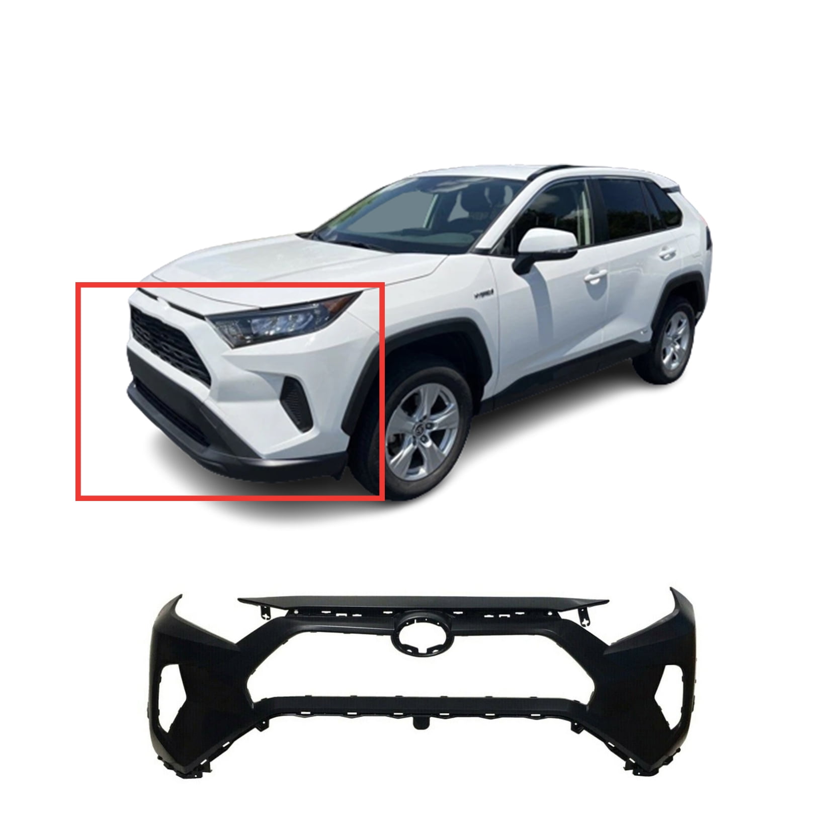 Primed Front Bumper Cover Fascia for 2019-2021 Toyota RAV4 Hybrid Le ...