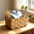 Storage Basket, Organizer Bin, Handwoven Plastic Weave, Built-In Carry ...