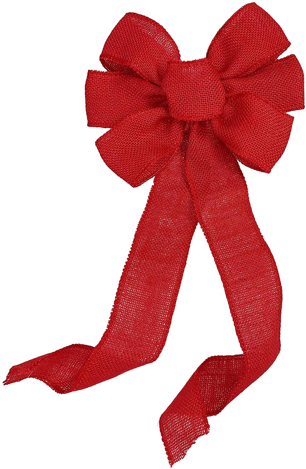 Red Burlap Ribbon Wreath Bow 10 Wide 18 Long Tails Christmas Tree