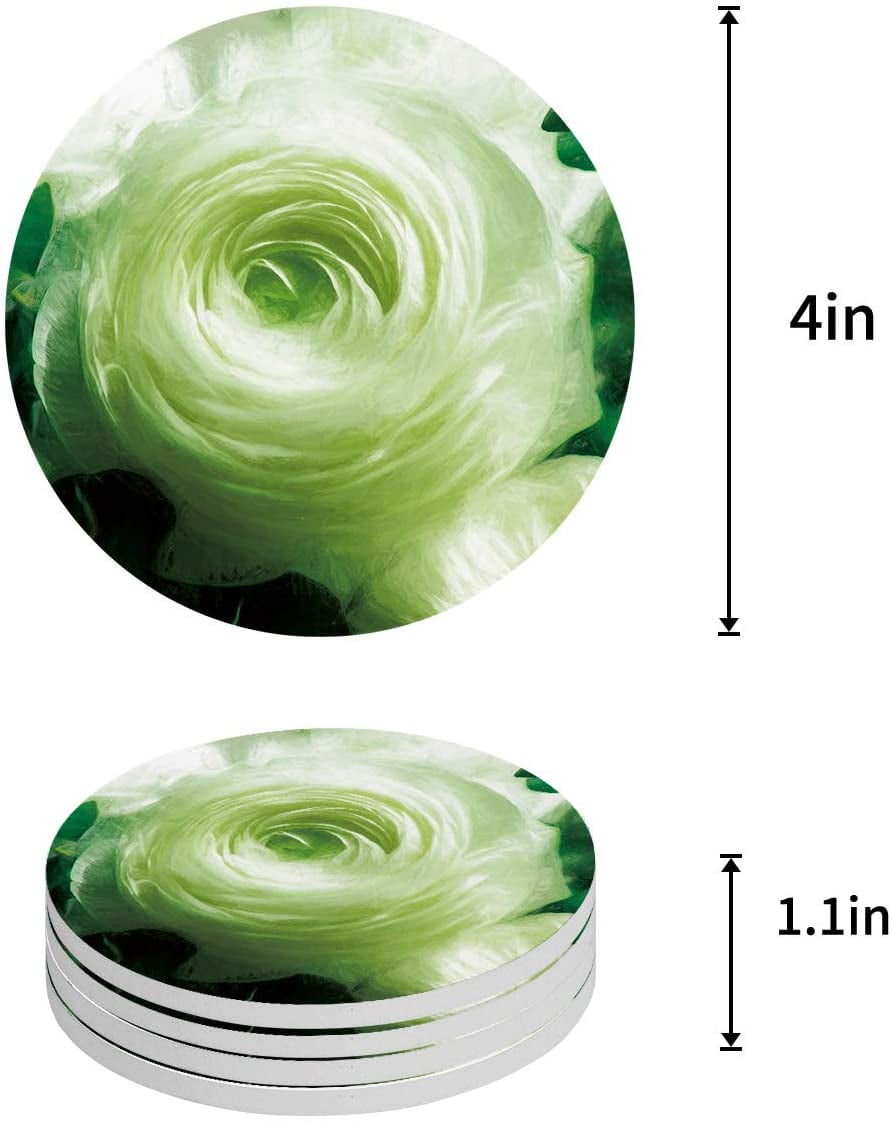 ZHANZZK White Roses Set of 8 Round Coaster for Drinks, Absorbent ...