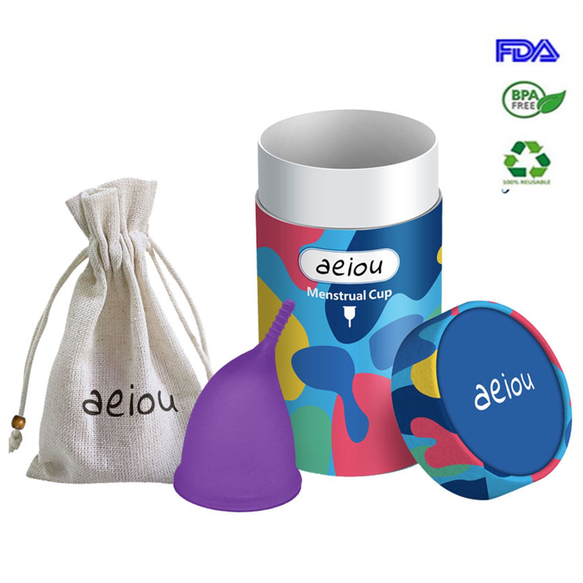 Reusable Menstrual Cup -Free BPA, Set of 1 with Storage Bag, Soft and ...