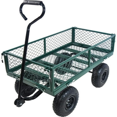 BENTISM Steel Garden Cart, Heavy Duty 500 lbs Capacity, with Removable ...