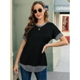 Shibever Womens Summer Short Sleeve Tunic Tops Loose Casual Color