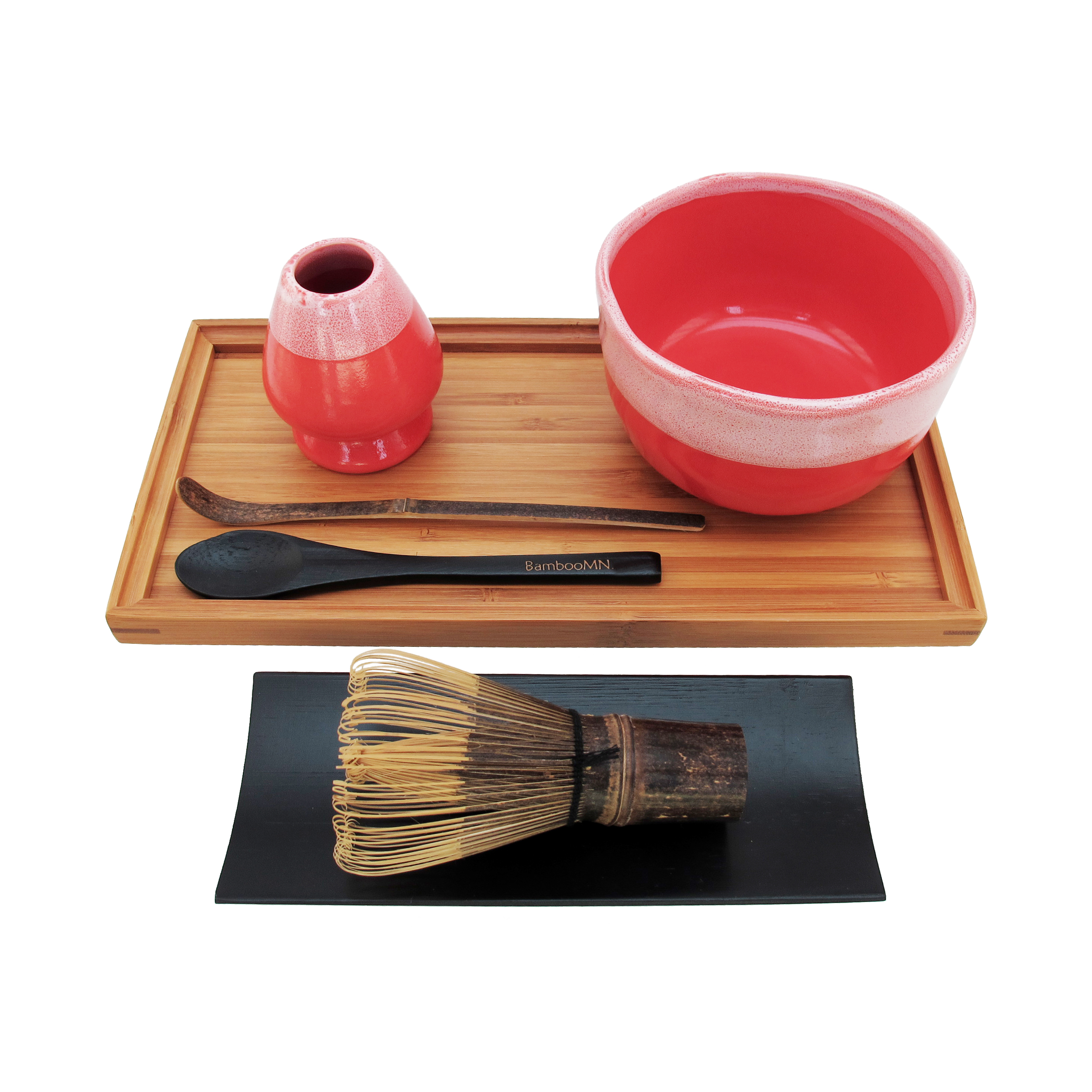 BambooMN Brand - Matcha Bowl Set (Includes Bowl, Rest, Black Tea Whisk ...