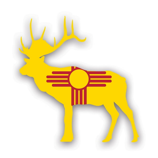 New Mexico Deer Shaped Flag Sticker Decal - Self Adhesive Vinyl - Weatherproof - Made in USA ...