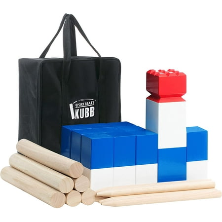 Kubb Games Set Premium Hardwood - Outdoor Tossing Games with Carrying Case and Instructions ...