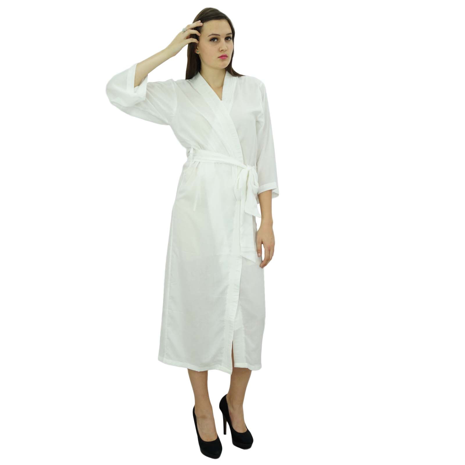 Bimba Women Long Solid Belt Robe Soft Modal Cotton Wrap Round Plain ...