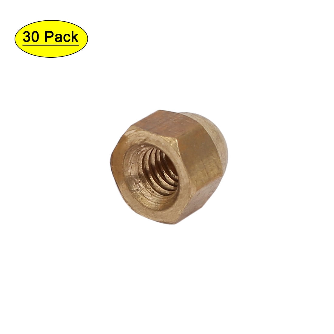 30pcs M4 Female Thread Nut DIN1587 Dome Cap Head Hex Brass Tone ...