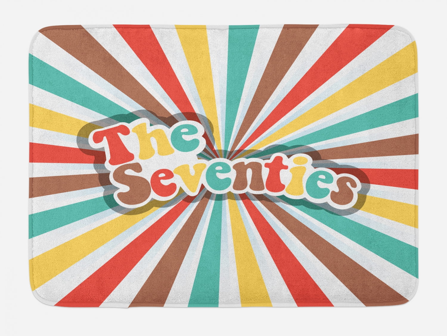 70s Party Bath Mat, The Seventies Retro Pastel Colored Typography Old ...