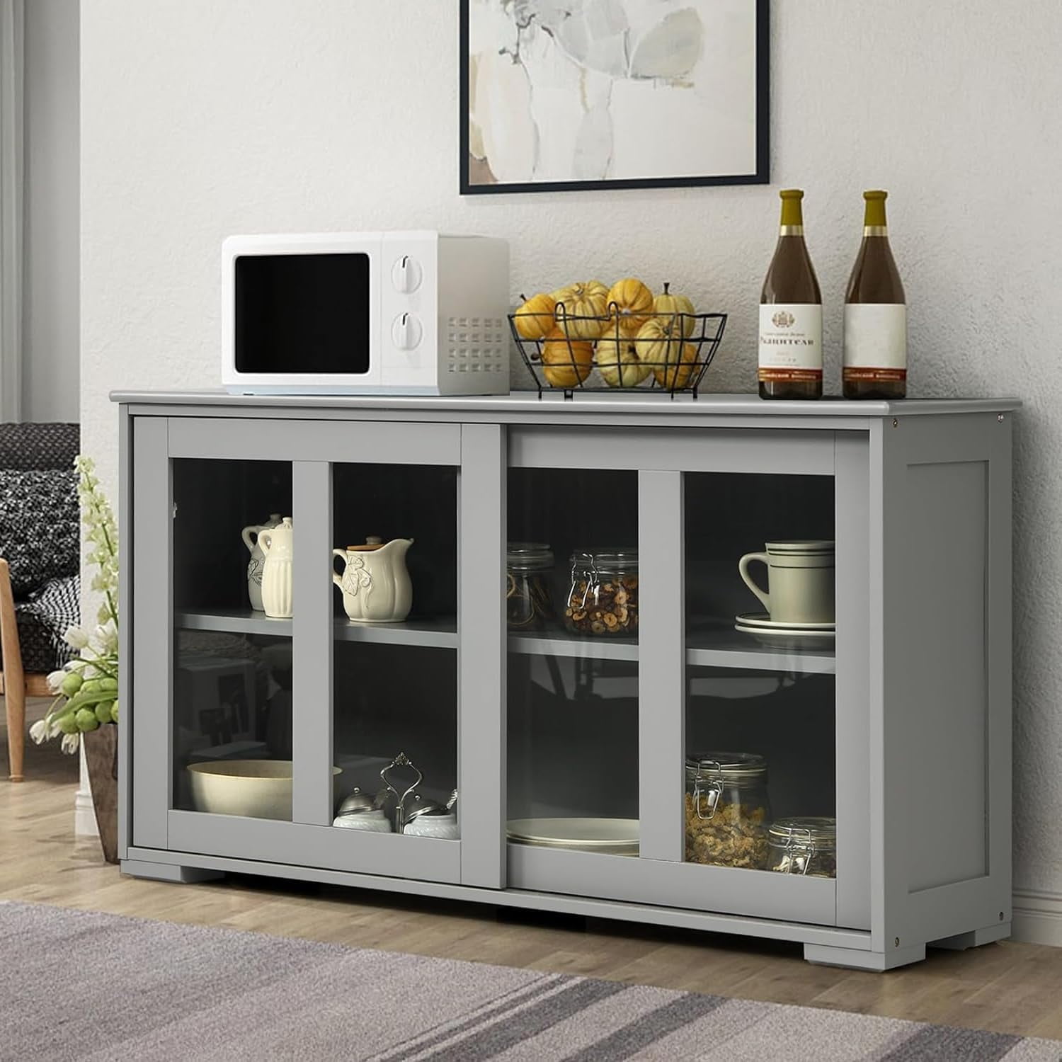 Byroce Sideboard Buffet Cabinet, Stackable Storage Coffee Bar Cabinet ...