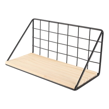 S/M/L Wooden Iron Wall Shelf Wall-Mounted Storage Rack Small Items ...