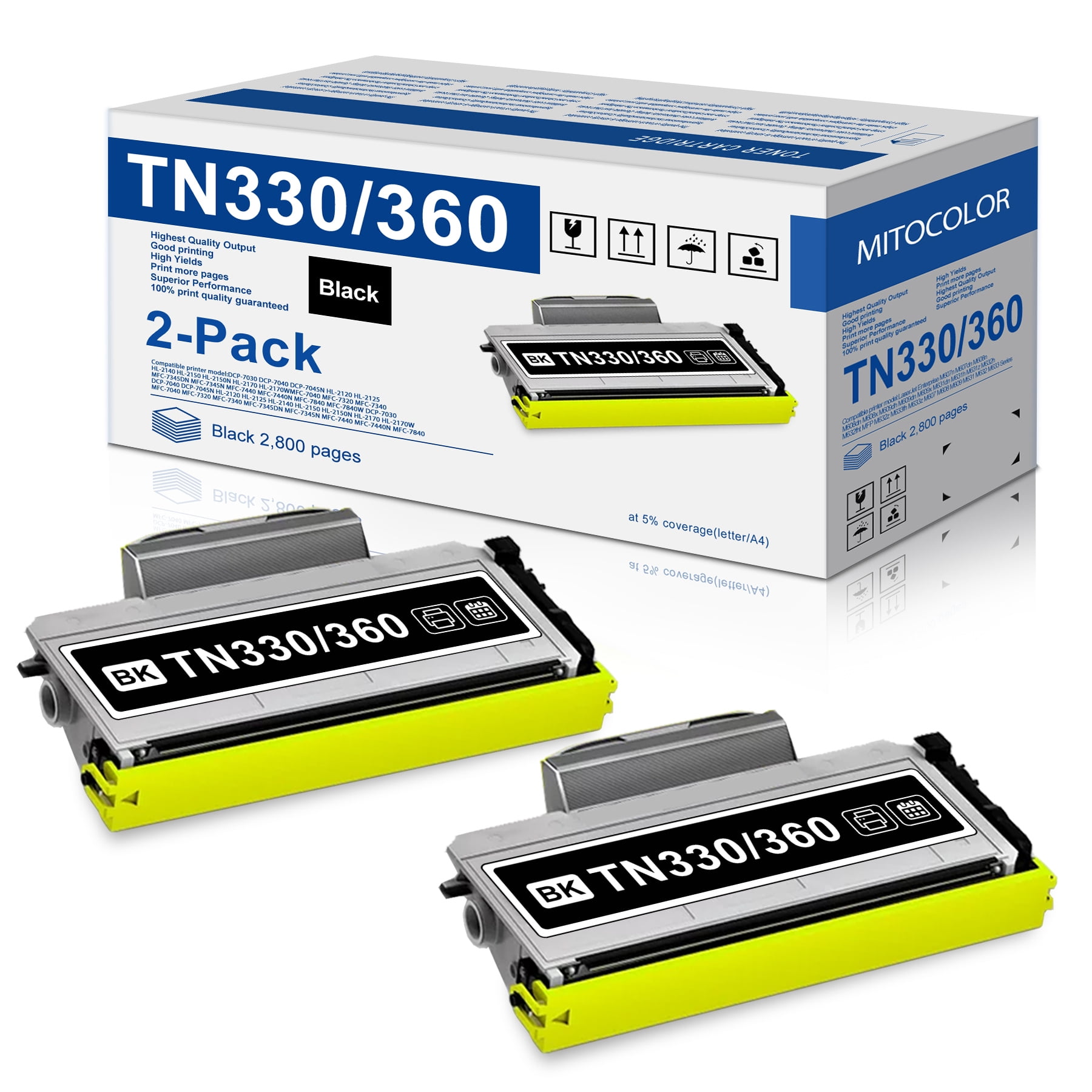 TN330/TN360 2-Black Toner Cartridge Replacement for Brother DCP-7030 Printer - Walmart.com