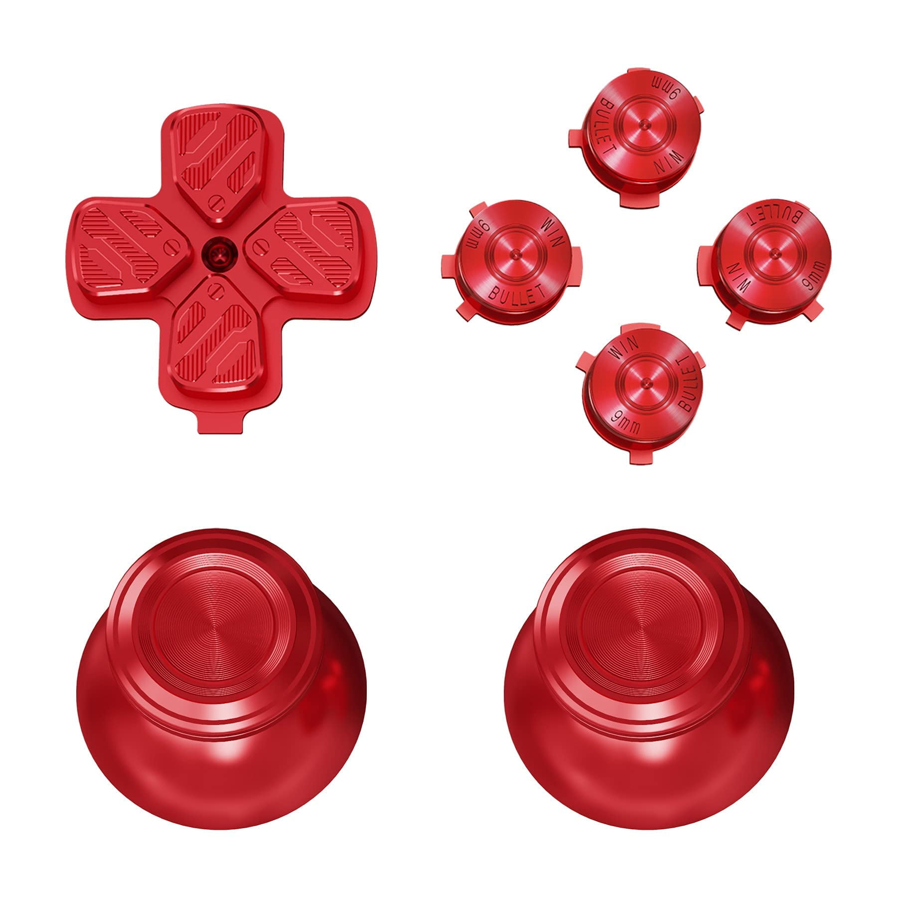 Buy eXtremeRate Red Metal Thumbsticks Dpad ABXY Buttons for PS5 ...