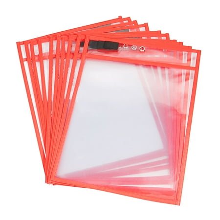 Uxcell Dry Erase Pockets Plastic Ticket Holder Sleeves for Office, Red ...
