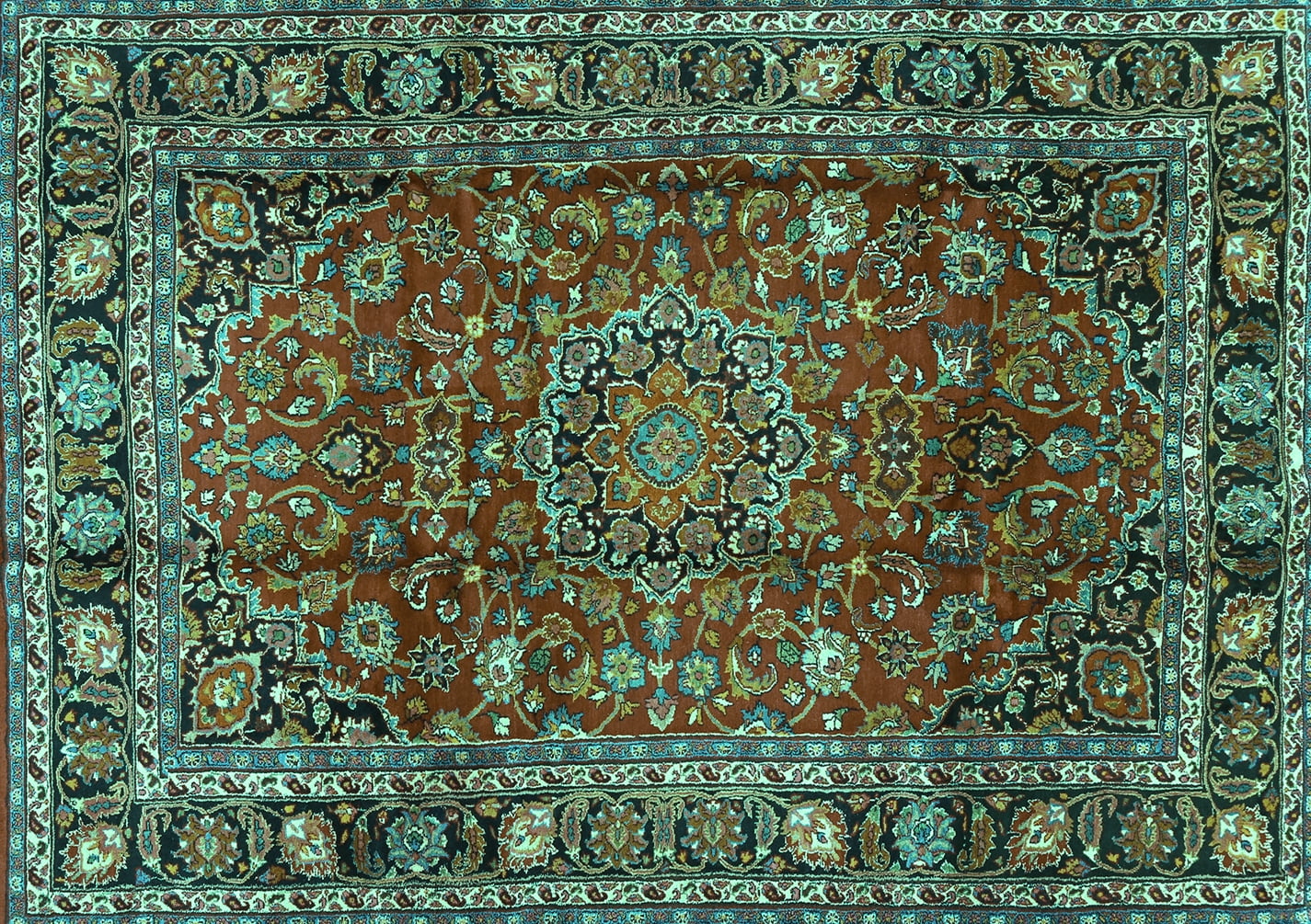 Ahgly Company Machine Washable Indoor Rectangle Persian Turquoise Blue ...