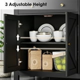 Homfa Farmhouse Black Kitchen Sideboard Buffet Cabinet with 2 Drawers ...