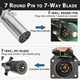7 Pin Round to 7 Pin Flat Adapter for Tractor Towing, 7 Pole Round to 7 Way RV Blade Trailer ...
