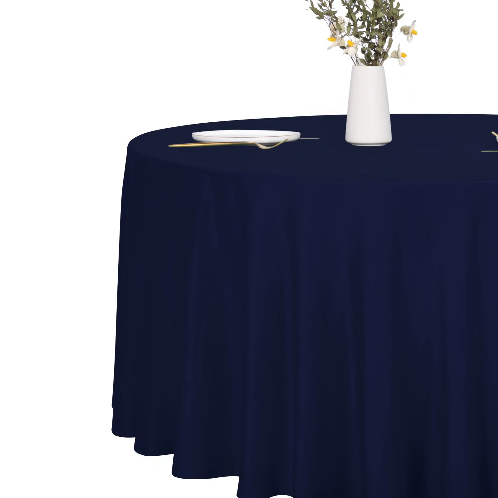LUSHVIDA Round Tablecloth -90 inch Navy- Stain and Water Resistant ...