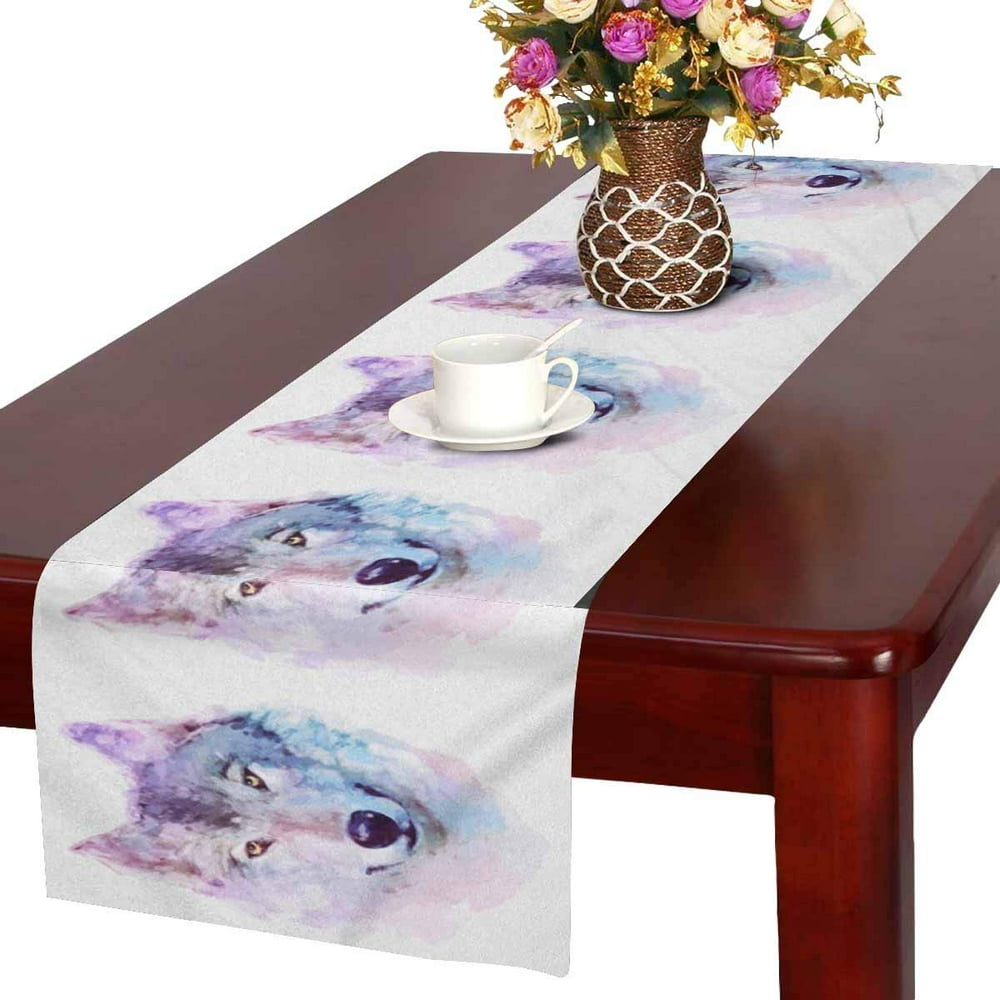 MKHERT Galaxy Watercolor Wolf Hipster Animals Table Runner Home Decor ...