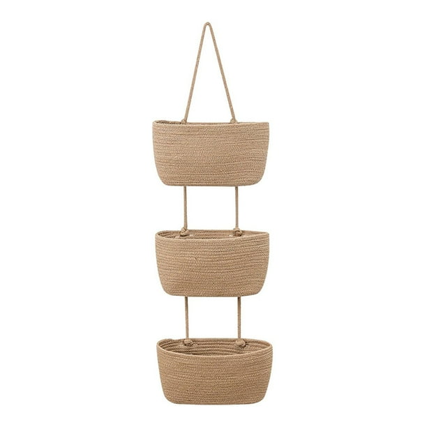 3-Tier Woven Storage Basket Wall Mounted Basket For Organizing Living ...