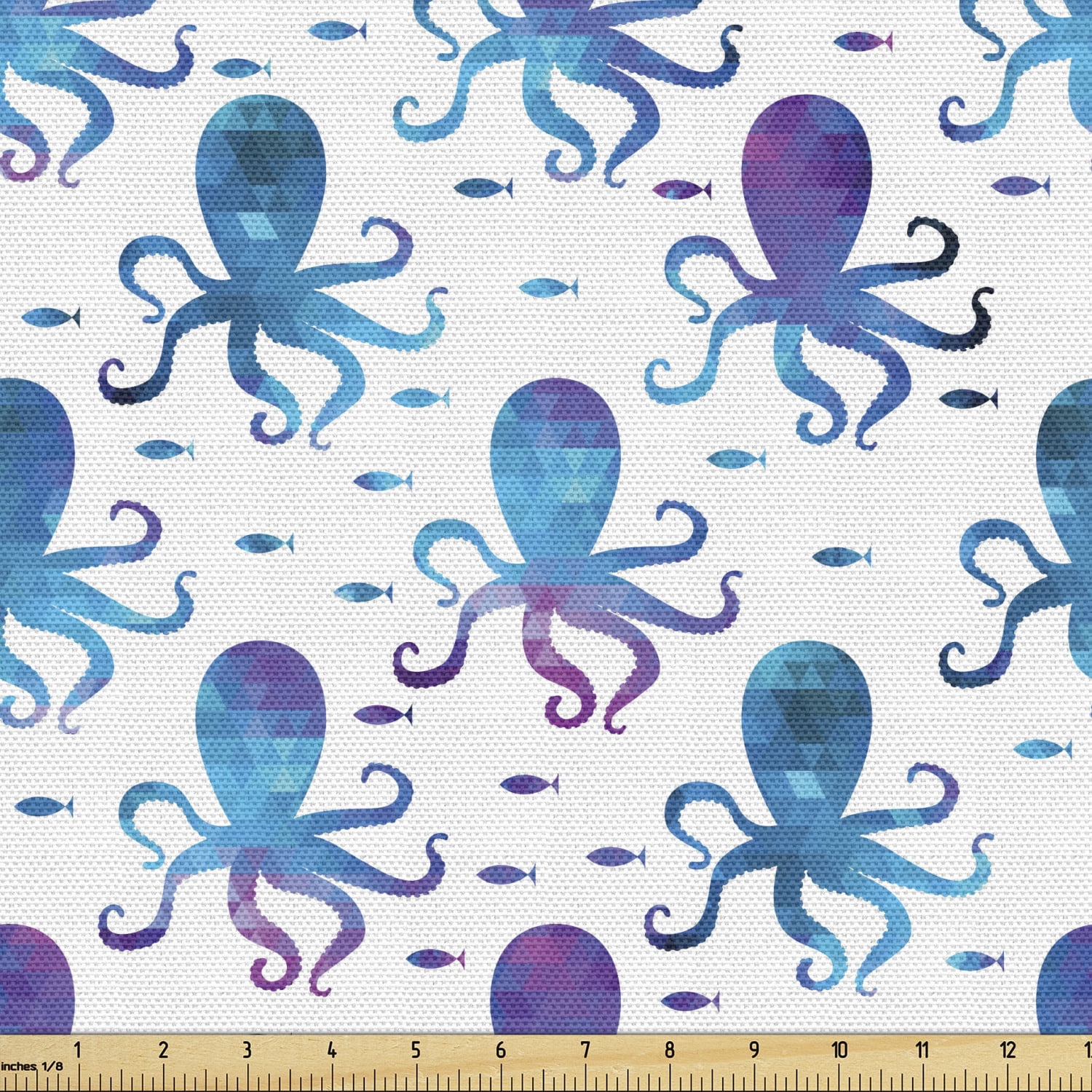 Octopus Fabric by the Yard Upholstery, Mosaic Pattern Marine Animal ...