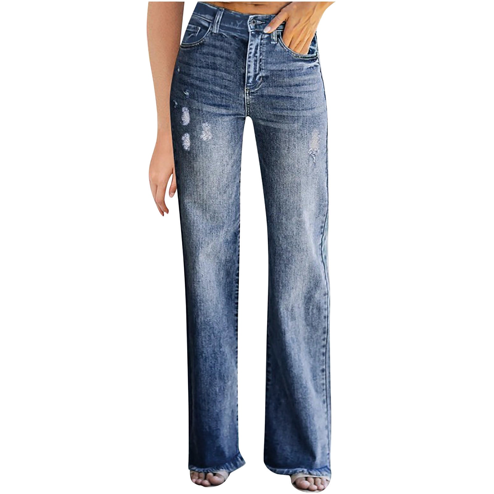 Click here for Yuyuzo Women Distressed High Waist Wide Leg Jeans... prices