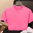 Molidfa Women's Top Short Sleeve Crew Neck Crop Regular Stretchable ...