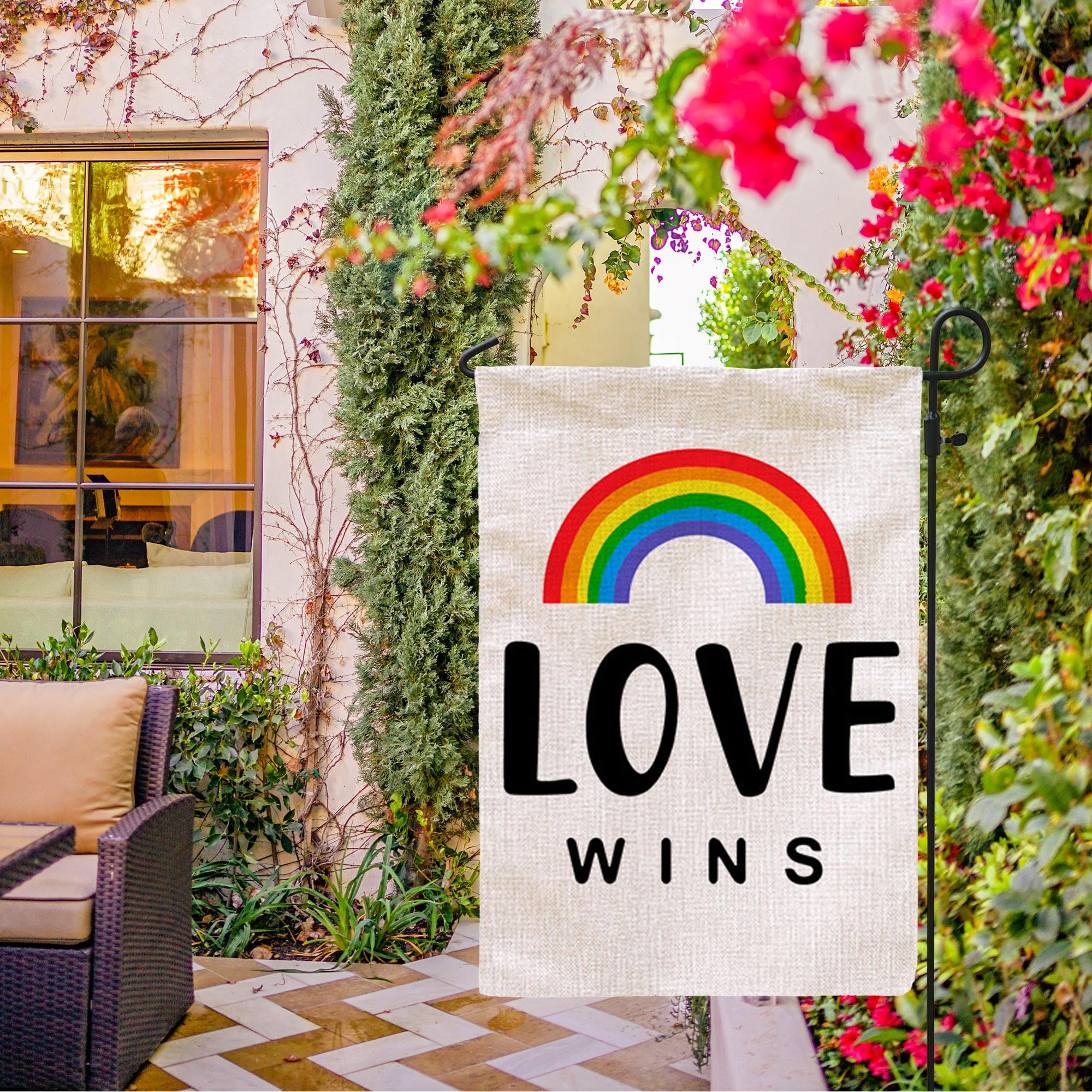 Blingpainting Progress Pride Rainbow Garden Flag Double Sided , LGBTQ ...