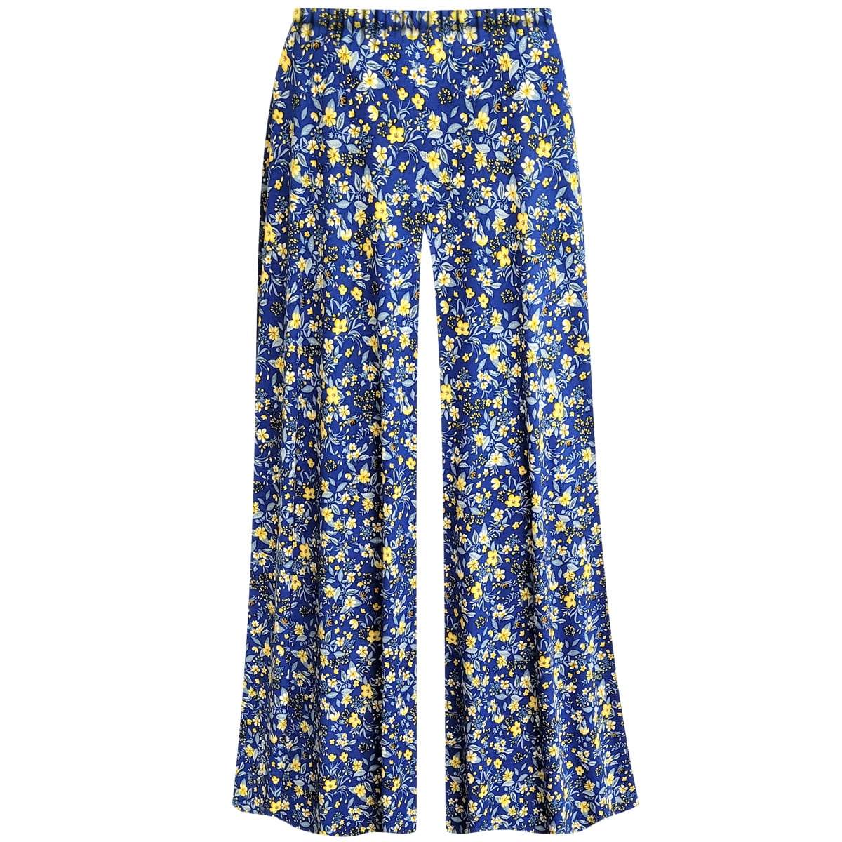 Plus size 0x Royal Blue Floral Dressed Up Slinky Palazzo Capri Pants ...