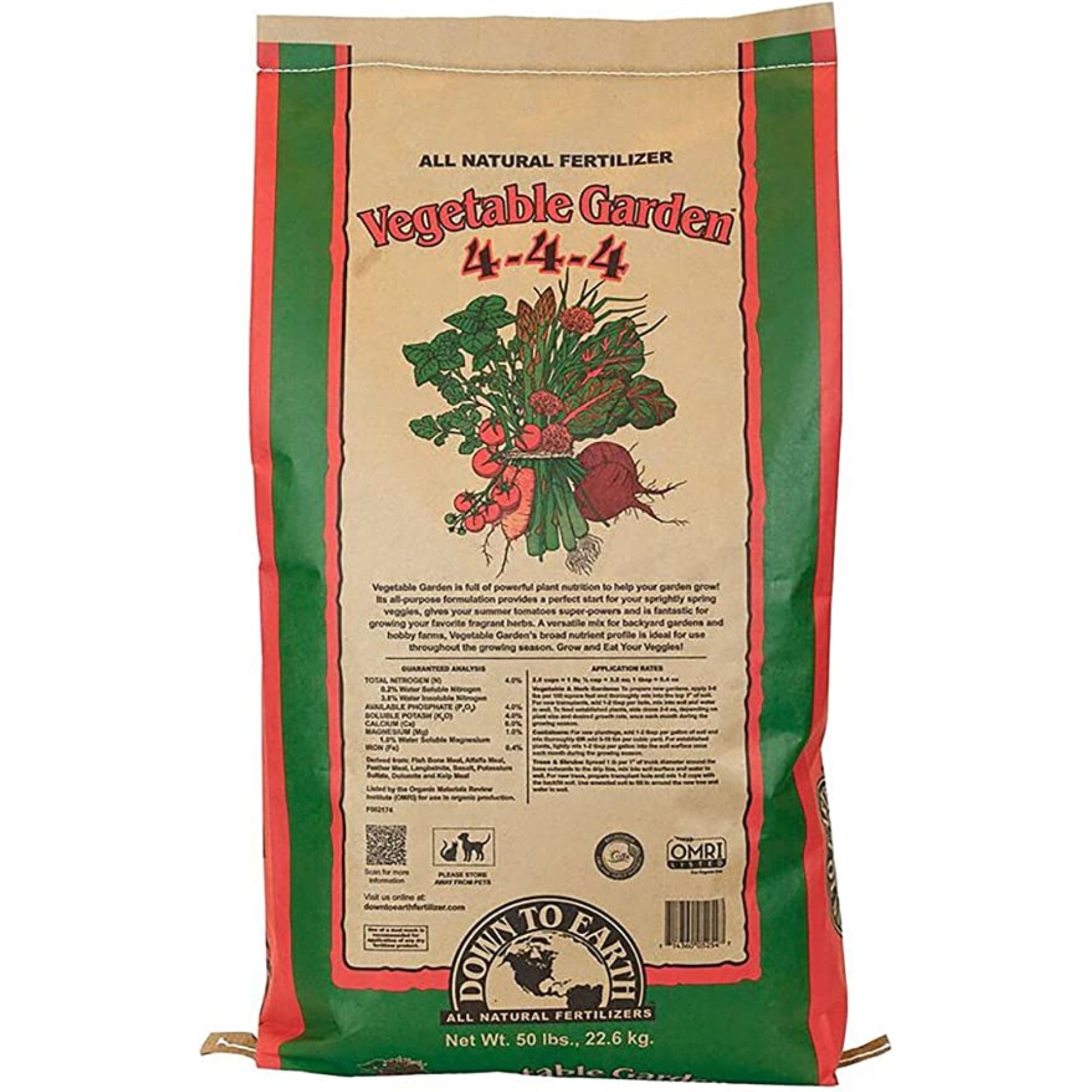 Down to Earth Organic Vegetable Garden Fertilizer 4-4-4, 50 lbs ...