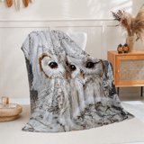 1pc Soft Flannel White Owl Plush Blanket, 5D Digital Heat Transfer ...