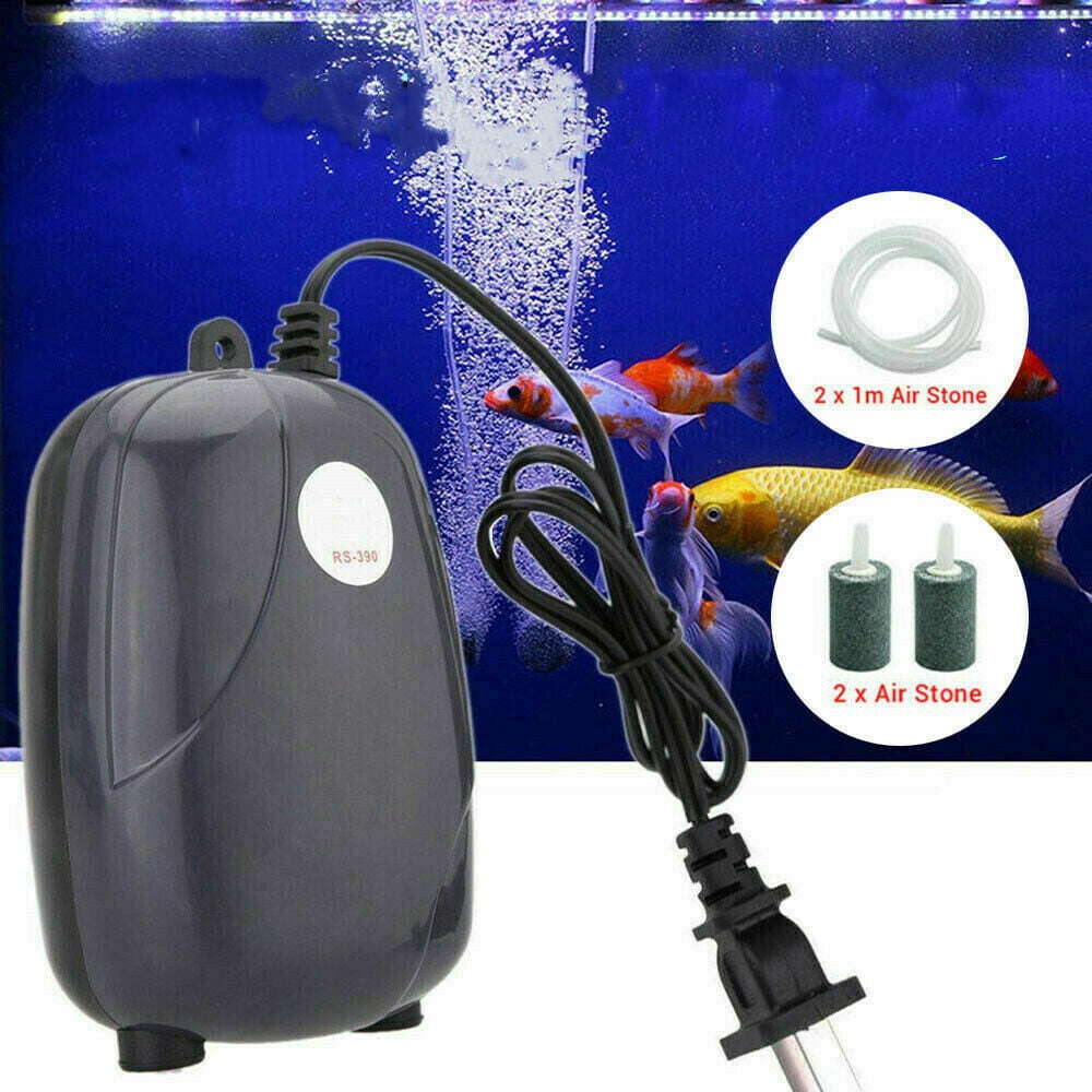 Dual Outlet Aquarium Air Pump, Whisper Adjustable Fish Tank Aerator ...